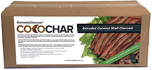 Komodo Kamado Cocochar Coconut Shell Charcoal Premium Natural & Sustainable ~ Smokeless/Neutral Flavored Grilling/Smoking Carbon BBQ - 22lb Box