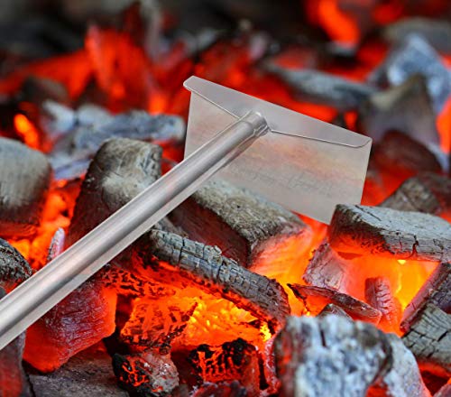 Grilljoy 25.2" Stainless Steel BBQ Charcoal Ash Rake - Elongated Rubber Handle