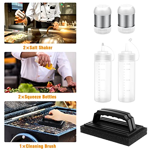 Morole Griddle Accessories Kit, 10PCS Flat Top Grill Accessories Set for Blackstone, Stainless Steel BBQ Accessories with Griddle Spatula, Griddle Scraper, Chopper, Bottles, Cleaning Set, Tong