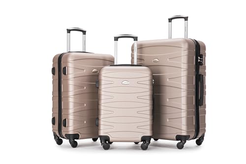 O ORNATE Luggage Sets 3 Piece Luggage Set - Hard luggage sets with spinner wheels and TSA Lock - Lightweight Expandable Suitcase Set (sizes 20",24",28") (champagne)