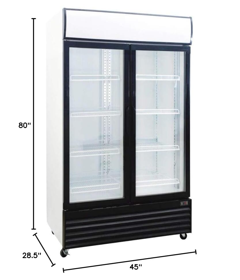 New Procool Refrigeration Glass 2 Door Upright Display Beverage Cooler Merchandiser; 35 Cubic Ft., 45" Wide