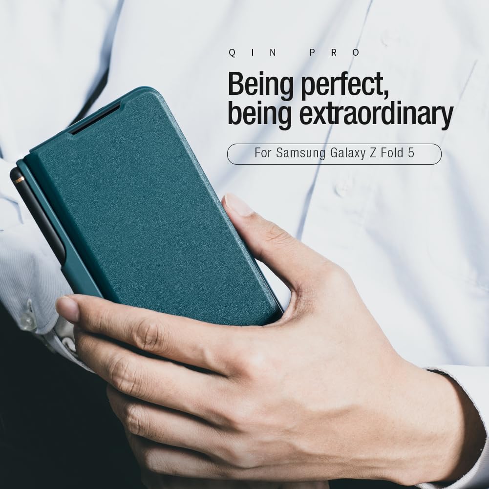 FHZXHY Case for Samsung Galaxy Z Fold 5 with Slide Cover Camera Protection Removable S Pen Case Leather Flip Protective Case Cover for Galaxy z fold 5(2023)-Brown