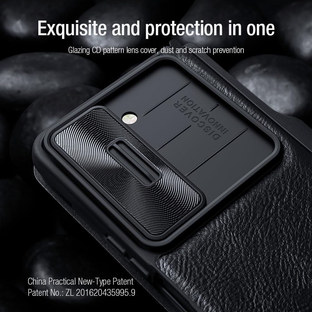 FHZXHY Case for Samsung Galaxy Z Fold 5 with Slide Cover Camera Protection Removable S Pen Case Leather Flip Protective Case Cover for Galaxy z fold 5(2023)-Brown