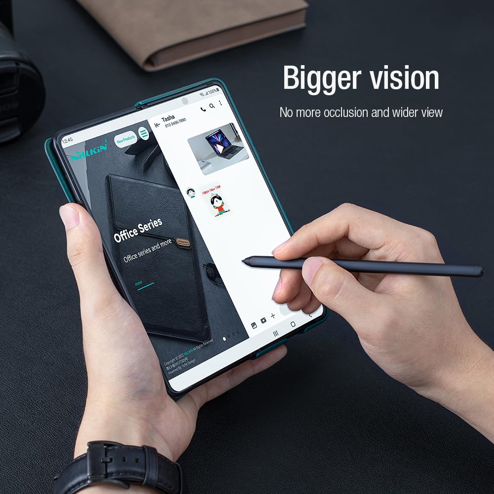 FHZXHY Case for Samsung Galaxy Z Fold 5 with Slide Cover Camera Protection Removable S Pen Case Leather Flip Protective Case Cover for Galaxy z fold 5(2023)-Brown