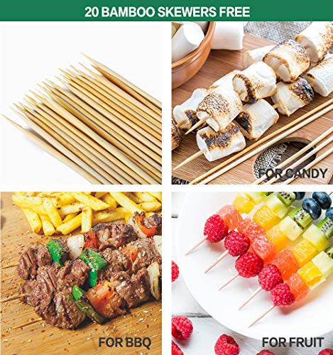 M MCIRCO Marshmallow Roasting Sticks,Set of 12 Pack 45'' Telescoping Smores Skewers Hot Dog Extending Stainless Steel Forks for Camping, Campfire, Bonfire Kids, Multicolor,Include 20 Bamboo Skewers