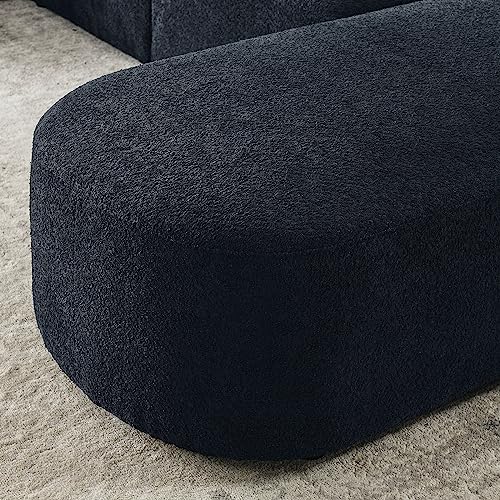 KIVENJAJA Modular Sectional Sofa, U-Shaped Couch with Double Chaise & Pillows, Modern Minimalist Boucle Fabric Large Comfy Cloud Sofas, Living Room Furniture Sets, 117 inch, Black