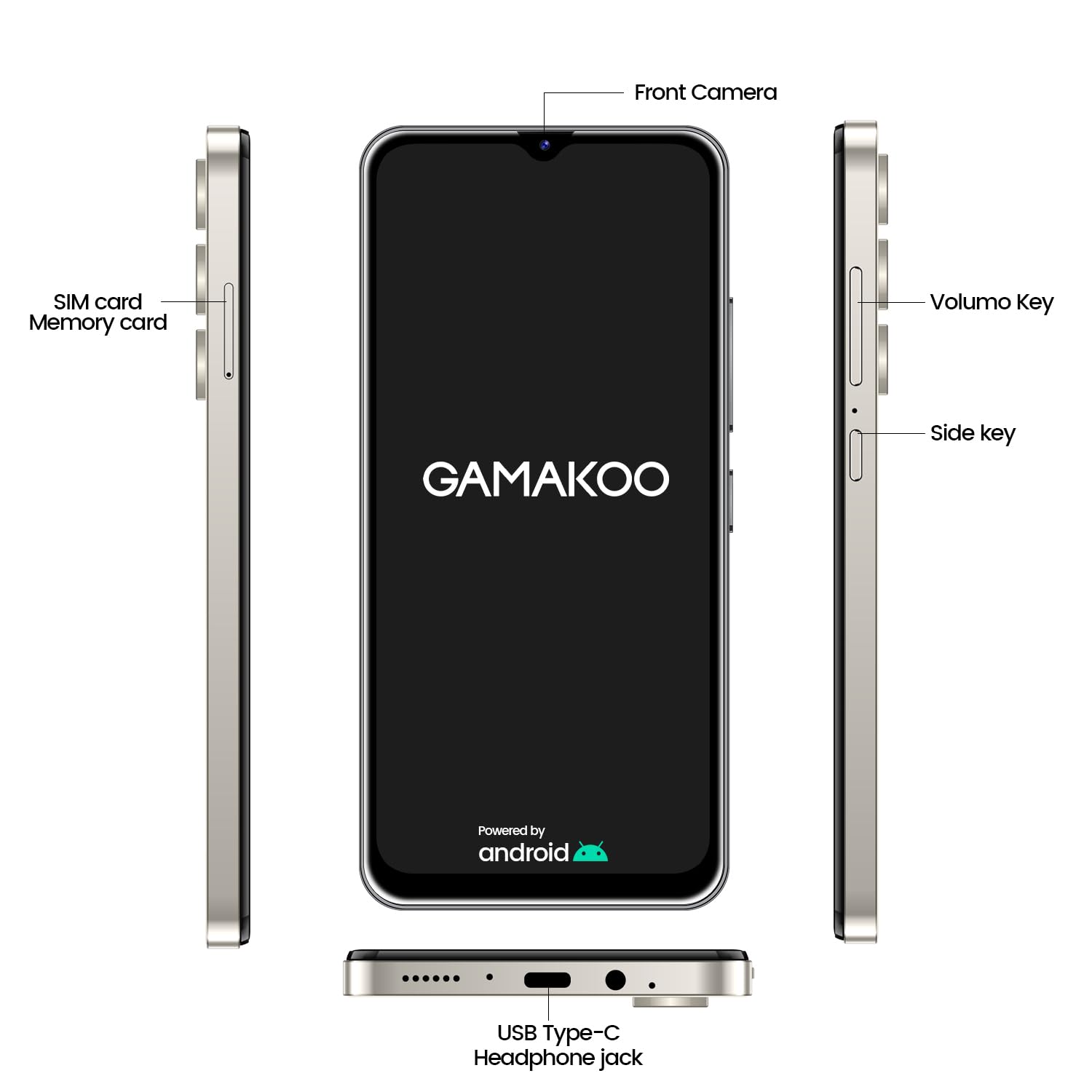 GAMAKOO G23 Unlocked Cell Phone 64GB+4GB Dual SIM 6.52” 4000mAh Battery 4G Android Smartphone 13MP+8MP Camera (White)