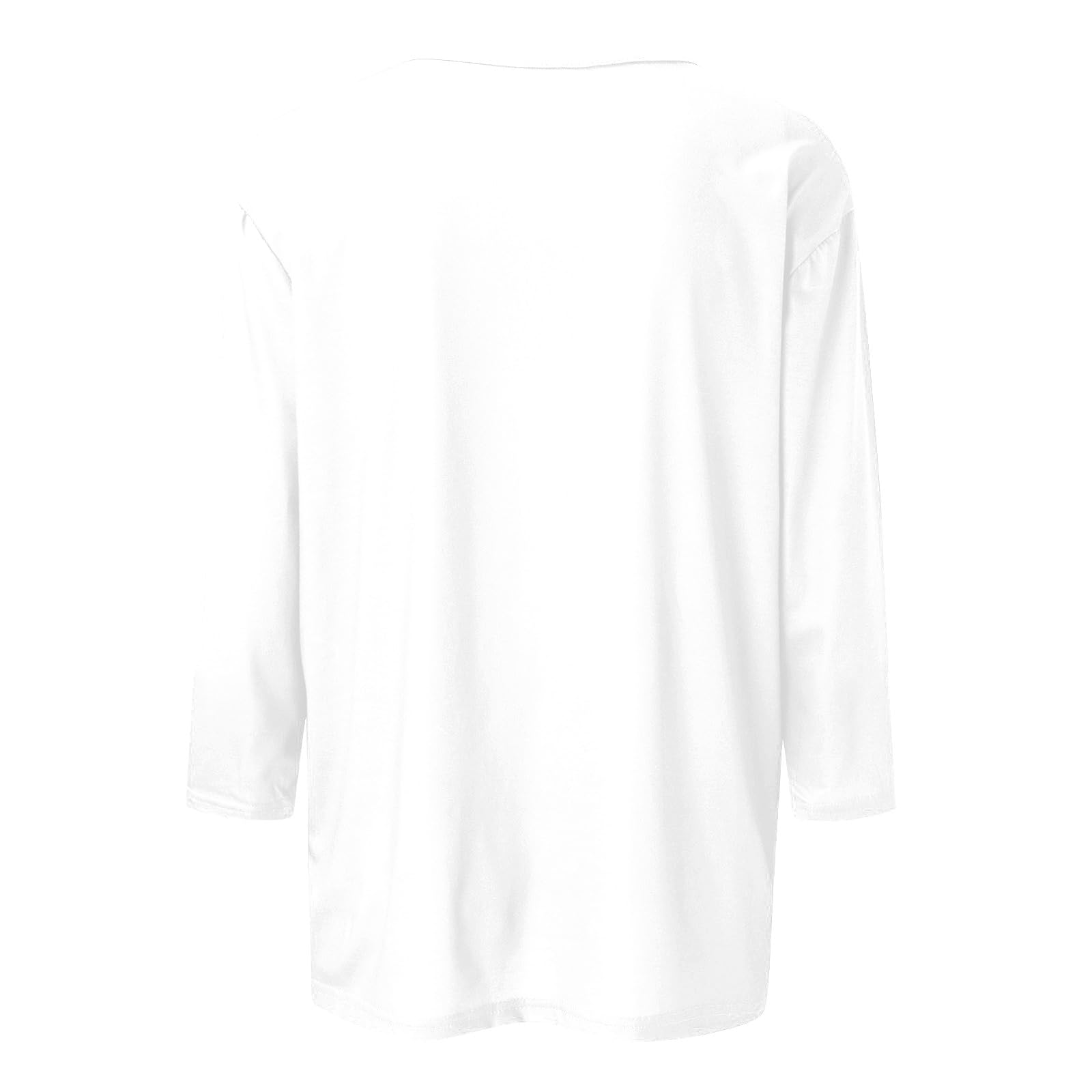 Elbow Length Sleeve Shirts Vintage Floral Print 3/4 Sleeve Tops Elbow Sleeve T Shirts Ropa De Verano para Mujer Blouse Crew Neck Pullover Tunic Tops White S