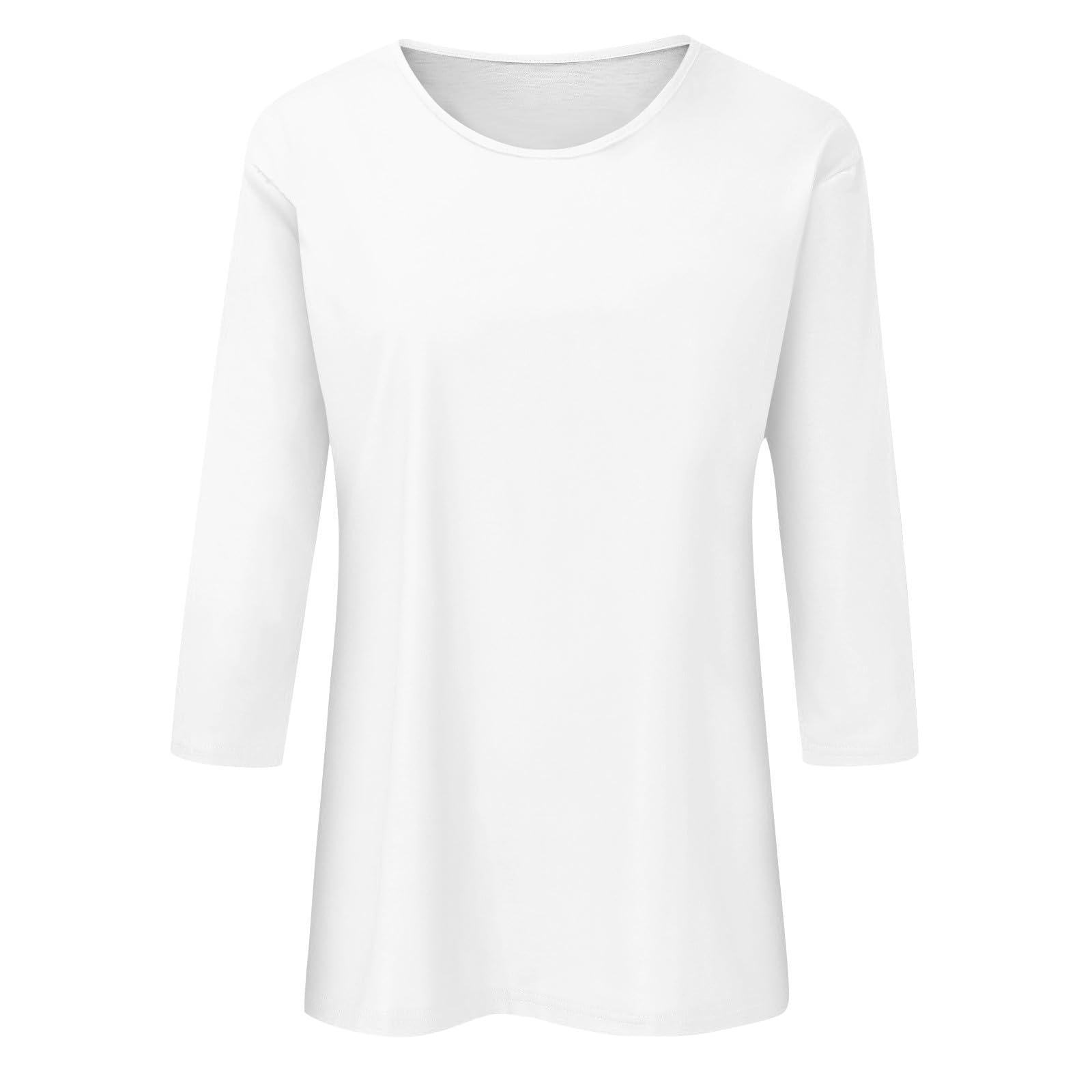 Elbow Length Sleeve Shirts Vintage Floral Print 3/4 Sleeve Tops Elbow Sleeve T Shirts Ropa De Verano para Mujer Blouse Crew Neck Pullover Tunic Tops White S