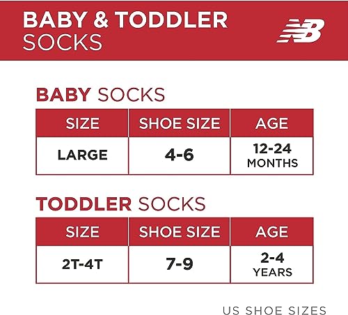 New Balance Baby Girls' Socks - 6 Pack Cushion Quarter Cut Socks Socks (Infant/Toddler), Size 12-24 Months, Pink/Blue/White