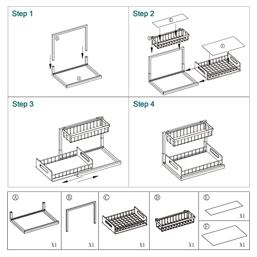 Webetop Under Sink Organizer Kitchen, 2 Pack Pull Out Cabinet Organizer 2 Tier Underneath Sink Organizers and Storage Shelves Slide Out Sink Shelf for Kitchen Bathroom Pantry Cabinet Home