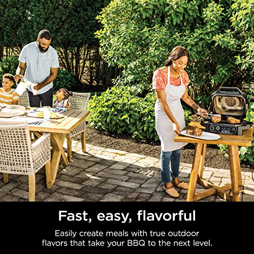 Ninja OG751 Woodfire Pro Outdoor Grill & Smoker with Built-In Thermometer, 7-in-1 Master Grill, BBQ Smoker, Air Fryer, Bake, Roast, Dehydrate, Broil, Ninja Woodfire Pellets, Portable, Electric, Grey