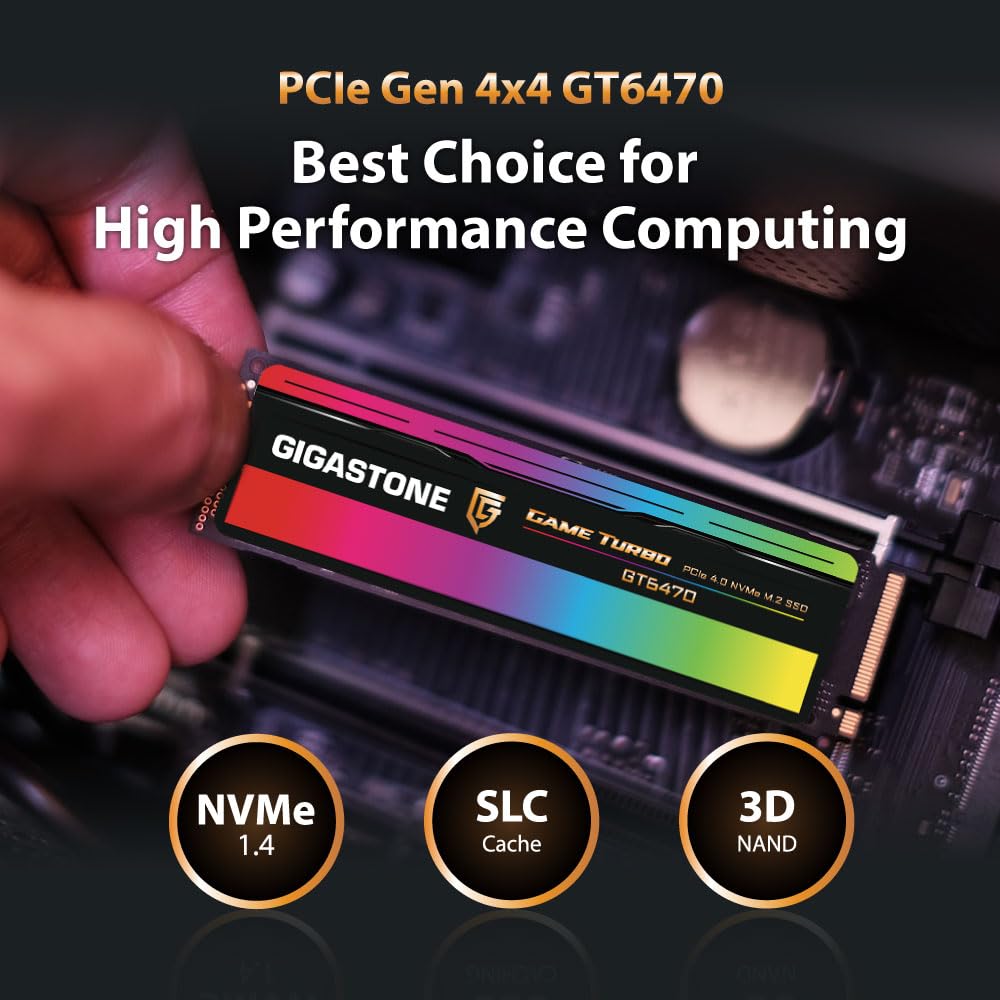 Gigastone M.2 SSD 2TB PCIe 4.0 NVMe SSD Internal Gaming Solid State Hard Drive Upgrade PC Laptop PS5 Storage Turbo Speed Response for Gamers 3D Rendering 4K 8K Video Editing Creators up to 7,000MB/s