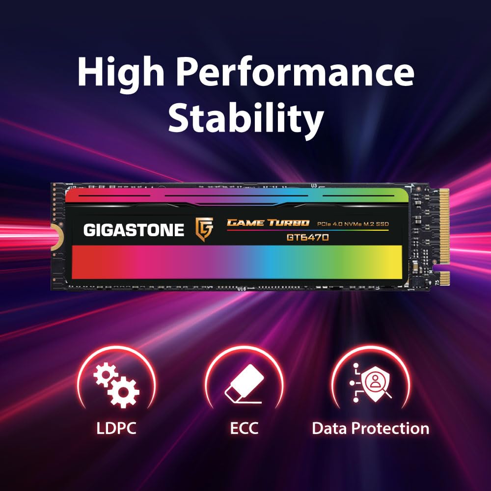 Gigastone M.2 SSD 2TB PCIe 4.0 NVMe SSD Internal Gaming Solid State Hard Drive Upgrade PC Laptop PS5 Storage Turbo Speed Response for Gamers 3D Rendering 4K 8K Video Editing Creators up to 7,000MB/s