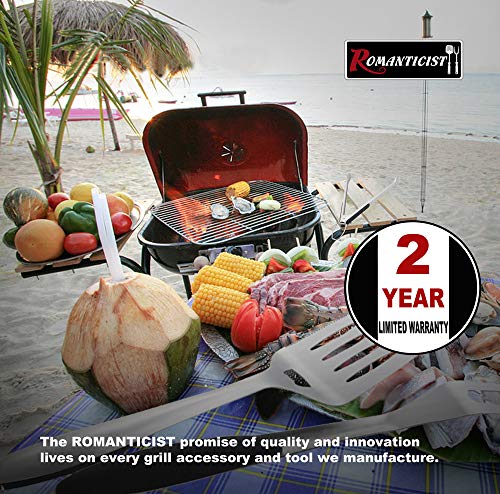ROMANTICIST 5pc Heavy Duty Grill Accessories for Top Chef - Professional Grill Tools Set & Basic BBQ Tools for Backyard Restaurant Outdoor Kitchen - Deluxe Grill Gift for Dad on Father’s Day Birthday