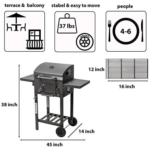 JAK BBQ J 2000 Charcoal Grill outdoor with side tables grate in grate system charcoal grills outdoor cooking grills outdoor cooking charcoal bbq grill charcoal