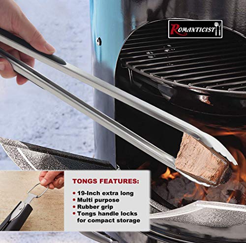 ROMANTICIST 5pc Heavy Duty Grill Accessories for Top Chef - Professional Grill Tools Set & Basic BBQ Tools for Backyard Restaurant Outdoor Kitchen - Deluxe Grill Gift for Dad on Father’s Day Birthday
