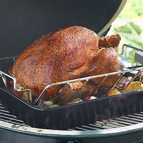 Rib Racks for Big Green egg, Smoking and Grilling Rib Rack, Big Green Egg Accessories, Turkey Roast Rack Dual-Purpose for Large and XLarge Big Green Egg,18" or bigger Kamado grill,100% Stainless Steel