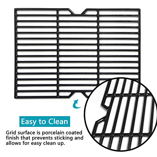 Hongso 18 1/4 Inch Porcelain Coated Cast Iron Grill Grate Cooking Grid Replacement for Charbroil 463268008, 80005665, CG-65P-CI, Thermos, Uniflame, Master Forge Gas Grill, g515-00b5-w1, PCF652