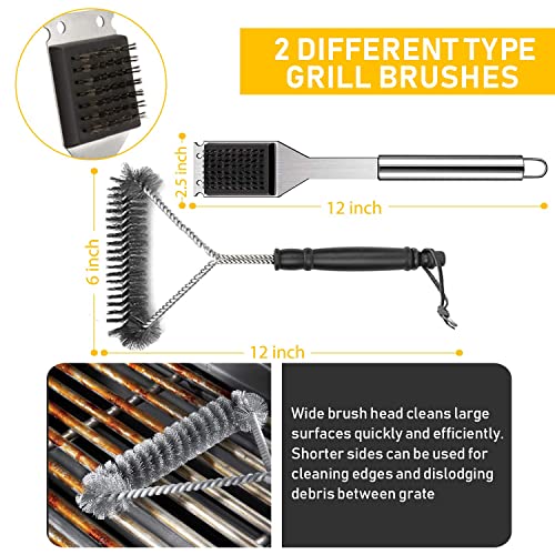 34Pcs Grill Accessories Grilling Gifts for Men, 16 Inches Heavy Duty BBQ Accessories, Stainless Steel Grill Tools with Thermometer, Grill Mats for Backyard, BBQ Gifts Set for Men Women