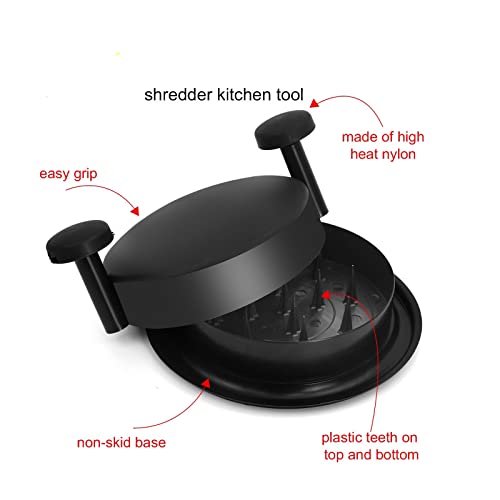 Chicken Shredder, Alternative to Bear Claws Meat Shredder, Meat Shredding Tool with Handles and Non-Skid Base Suitable for Pulled Pork, Beef and Chicken (Black)