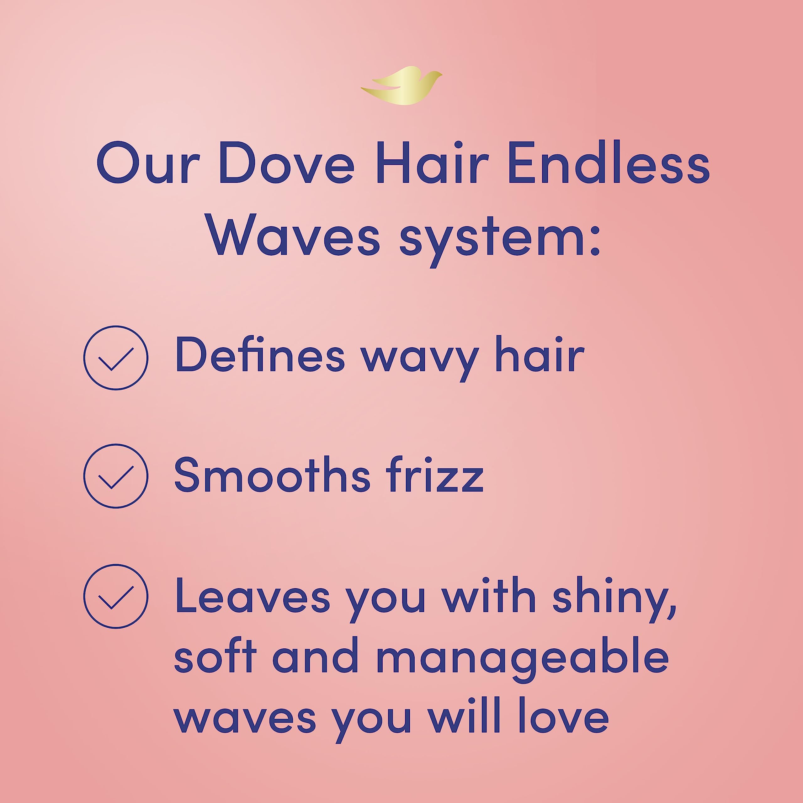 Dove Shampoo and Conditioner Set, Endless Waves – Anti-Frizz Hair Products for Wavy Hair, Curl Defining, 20.4 Oz Ea