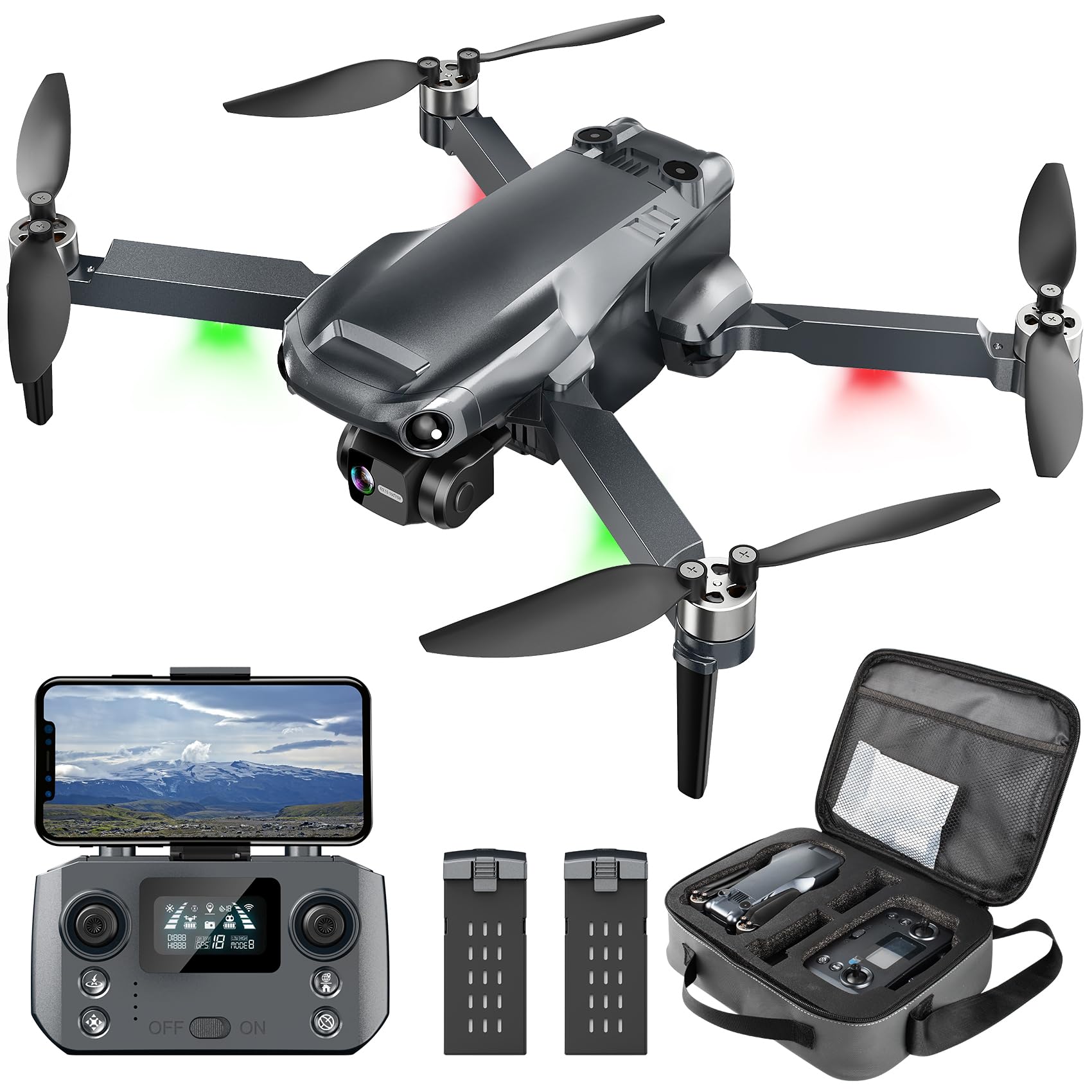 Drone with 4K Camera RC Quadcopter for Adults, 1640ft Long Range Video Transmission, 3-Axis Gimbal, 46Mins Flight Time GPS Auto Return and Follow Me, Circle Fly, Waypoint Fly, Altitude Hold