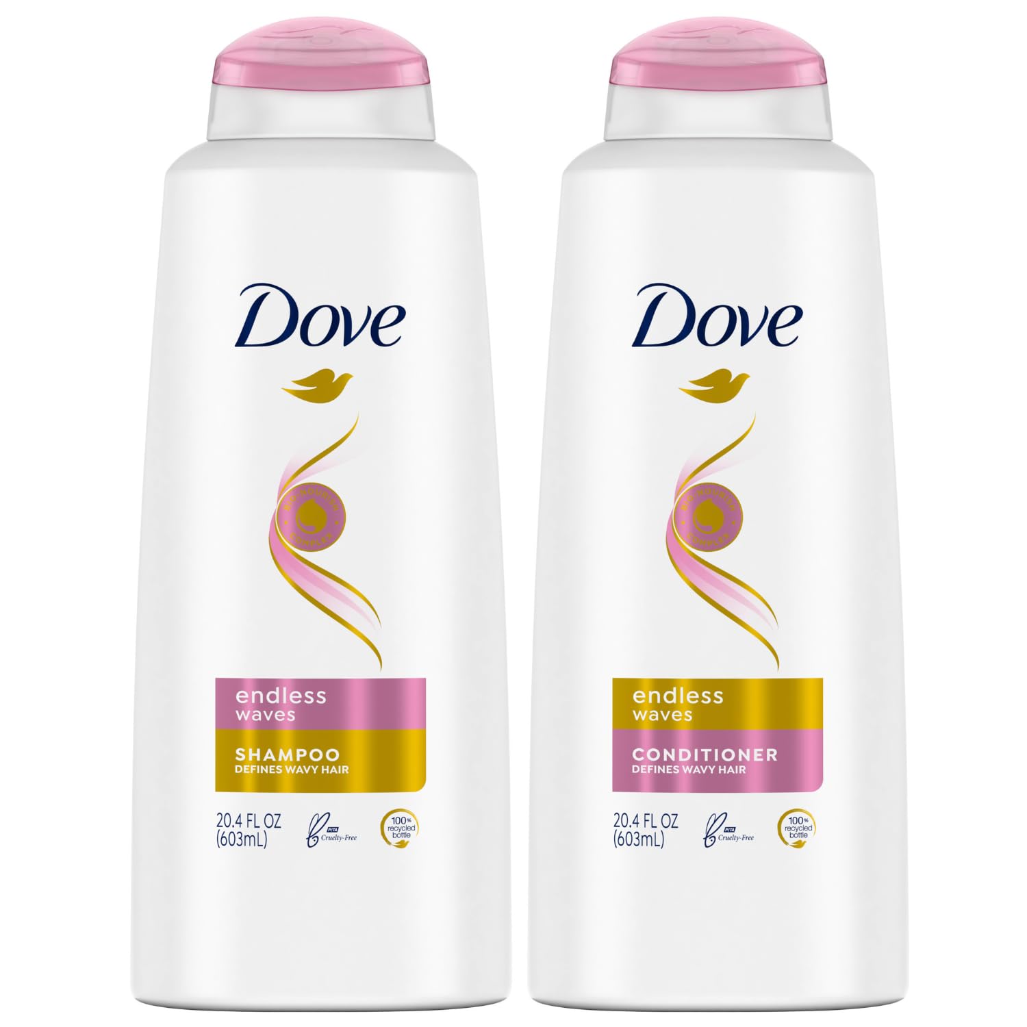 Dove Shampoo and Conditioner Set, Endless Waves â Anti-Frizz Hair Products for Wavy Hair, Curl Defining, 20.4 Oz Ea