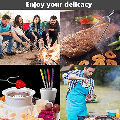 Liund Marshmallow Roasting Sticks, Smores Skewers for fire Pit Set of 4 Sturdy Stainless Steel, Multi-Color, Telescopic 45-inch Premium Safe Roasting Sticks for BBQ/Bonfire/Campfire/Hotdog/Grilling