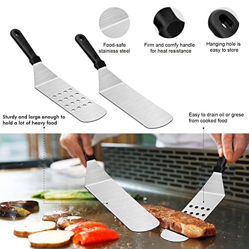 GR Smith - Grill Accessories Set for BBQ - Stainless Steel Grilling Utensils - Spatula Scraper Tongs Cooking Utensils Carrying Bag Kit - Kitchen & Outdoor Camping Griddle Tool - Easy Clean -32 Pcs