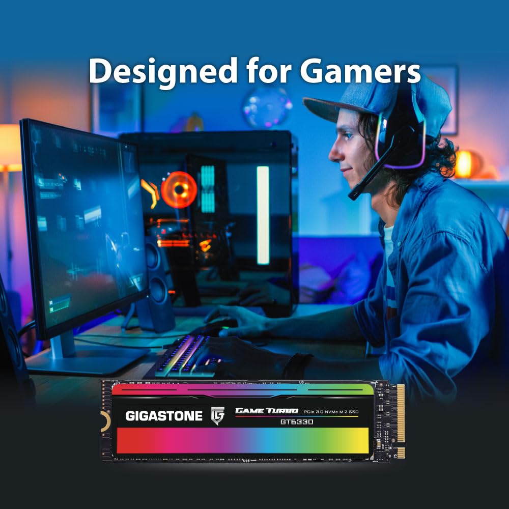 Gigastone PCIe 3.0 M.2 SSD 1TB Gen 3 NVMe SSD Gaming Internal Solid State Hard Drives Upgrade PC Laptop Storage High Speed Response for Gamers Graphic Design Creators IT Pros up to 3,400MB/s