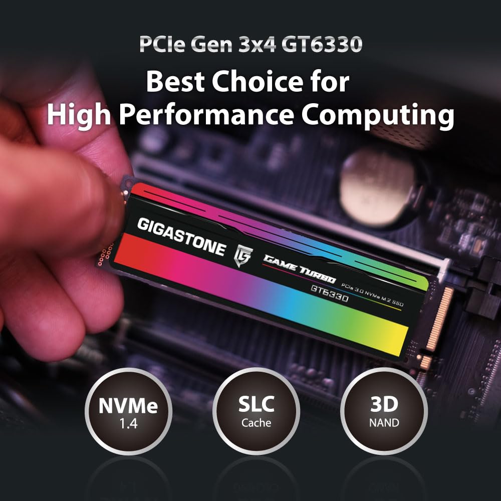 Gigastone PCIe 3.0 M.2 SSD 1TB Gen 3 NVMe SSD Gaming Internal Solid State Hard Drives Upgrade PC Laptop Storage High Speed Response for Gamers Graphic Design Creators IT Pros up to 3,400MB/s