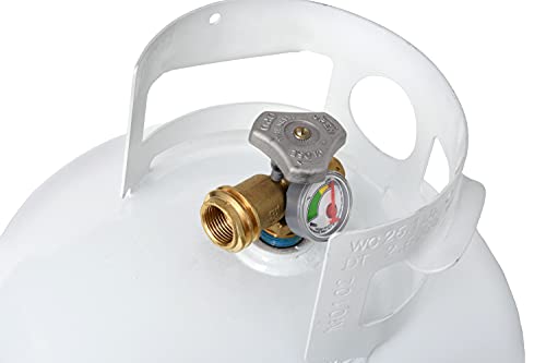 Flame King YSN11SQT 11 Pound Propane Tank Cylinder Squatty with Type 1 OPD Valve, White and GasOne 50180 Refill Adapter for 1lb Propane Tanks & Fits 20lb Tanks, Black