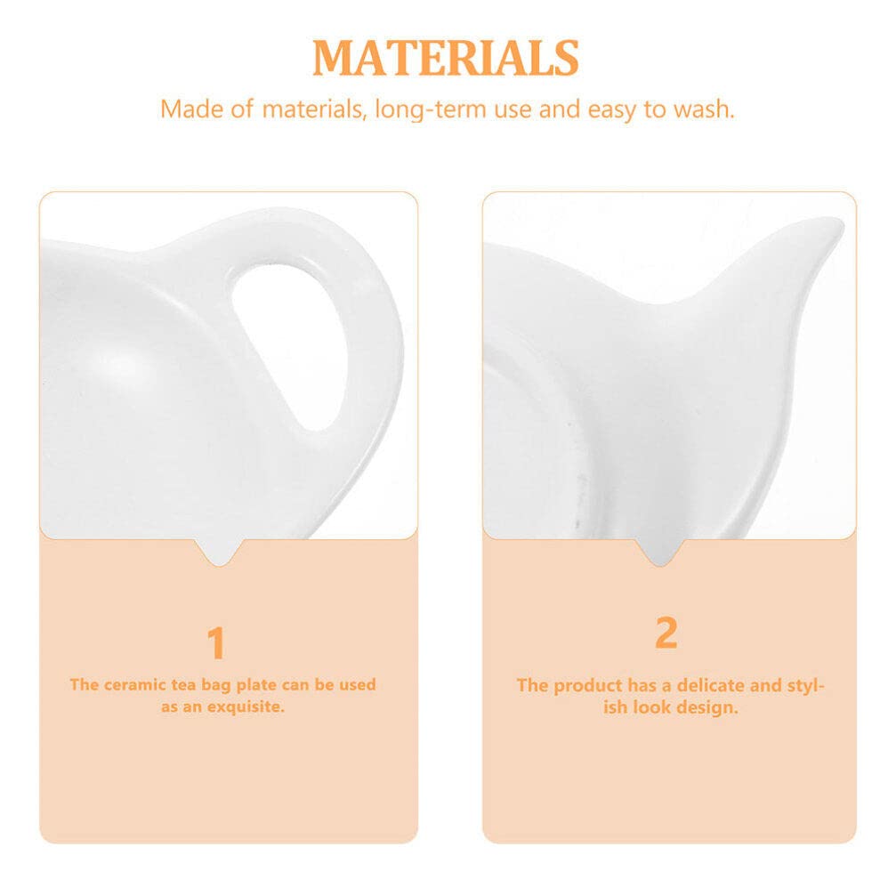 BESTonZON 2pcs Ceramic Tea Bag Saucer Spoon Stand Rev Coffee Ceramic Tea Bag Holder Teapot Shaped Tea Bag Holder Tea Bags Decor Soy Sushi Dipping Bowls Side Dish Bowl Tea Bag Coaster Classic