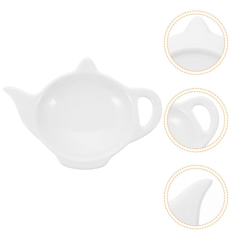 BESTonZON 2pcs Ceramic Tea Bag Saucer Spoon Stand Rev Coffee Ceramic Tea Bag Holder Teapot Shaped Tea Bag Holder Tea Bags Decor Soy Sushi Dipping Bowls Side Dish Bowl Tea Bag Coaster Classic