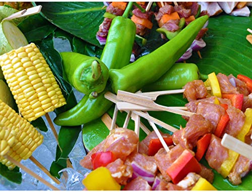 Lawei 500 pack Bamboo Kabob Skewers - 7 inch Bamboo Barbecue Skewers BBQ Picks Paddle Skewers for Outdoor Grilling Meat Chicken, Shrimp, Vegetable BBQ