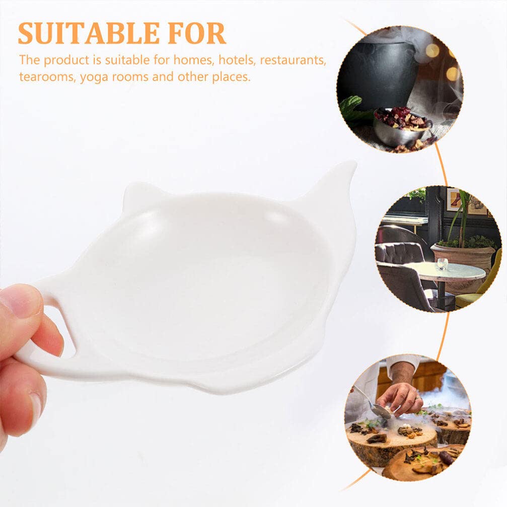 BESTonZON 2pcs Ceramic Tea Bag Saucer Spoon Stand Rev Coffee Ceramic Tea Bag Holder Teapot Shaped Tea Bag Holder Tea Bags Decor Soy Sushi Dipping Bowls Side Dish Bowl Tea Bag Coaster Classic