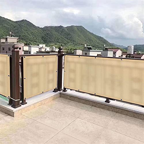 ALBN Balcony Screen Privacy Protection Outdoor Shading Net Windshield UV Protection HDPE Tear Resistant with Rope & Cable Ties, Height 1.1m/1.4m (Color : Beige, Size : 110x1000cm)