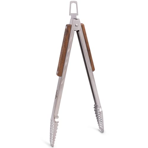 Dropkick Your Old Tongs, GRILLHOGS 16-Inch Barbecue Tongs Are the Only Equipment That Can Handle Your Massive Meat, Stainless Steel + Walnut Wood BBQ Tongs, Premium Grill Tongs