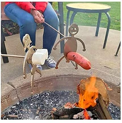 Beauty HAO Hot Dog Roaster, Stainless Steel Marshmallow Roaster, Novelty Barbecue BBQ Tools, Barbecue Forks Accessories for Campfire, Bonfire and Grill (Marshmallow Girl + Hot Dog Boy)-A, Silver
