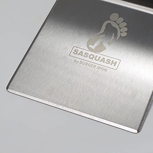 The Sasquash Spatula - Commercial Grade 5.5" Extra Wide Smashed Burger Turner - Heavy Duty One Pound Stainless Steel Griddle and Grill Tool