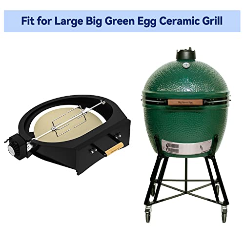 Kenmeister Chef 2 in 1 Rotisserie Kit with Pizza Ring, Rotisserie/Pizza Oven Grill Accessory Compatible with Large Big Green Eggs