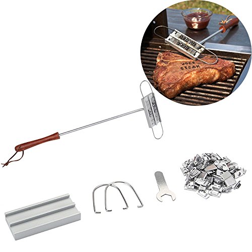 WAJJ BBQ Branding Iron with Changeable Letters Creative Barbecue Steak Names Press Tool for Grilling Outdoor