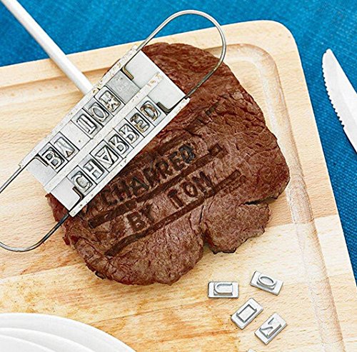WAJJ BBQ Branding Iron with Changeable Letters Creative Barbecue Steak Names Press Tool for Grilling Outdoor