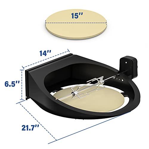 Kenmeister Chef 2 in 1 Rotisserie Kit with Pizza Ring, Rotisserie/Pizza Oven Grill Accessory Compatible with Large Big Green Eggs