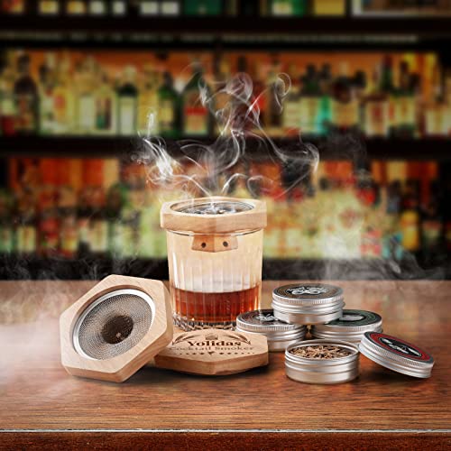 Cocktail Smoker Kit with 4 Wood Chips,For Whiskey Lover, Dad, Husband, Friend, Gift for Christmas,Birthday, Valentine's Day, Father's Day (No Butane)