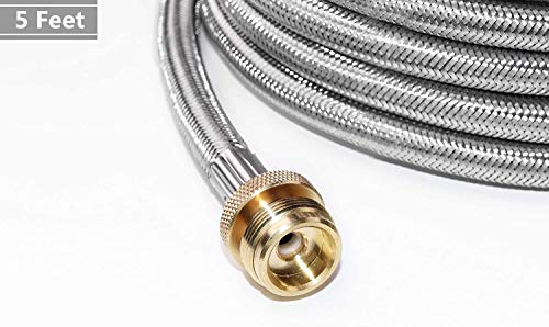 DOZYANT Propane Hose Adapter 1lb to 20lb Converter Replacement for Coleman Camp Stove, Buddy Heater to LP Cylinder POL Connection,Steel Braided 5 Feet