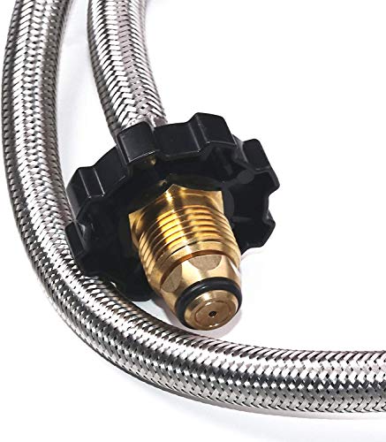 DOZYANT Propane Hose Adapter 1lb to 20lb Converter Replacement for Coleman Camp Stove, Buddy Heater to LP Cylinder POL Connection,Steel Braided 5 Feet