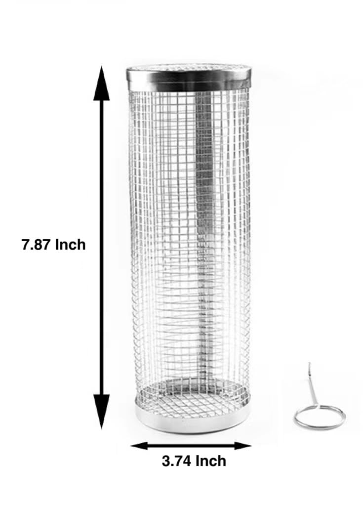 Rolling Grilling Baskets for Outdoor Grilling,BBQ Rolling Grill Basket,Grilling Basket,Rolling Grill Baskets for Outdoor Grill Vegetables,French Fries,Seafood,Meat (11.8X 3.74 inch) (Size : 2PCS 7.87
