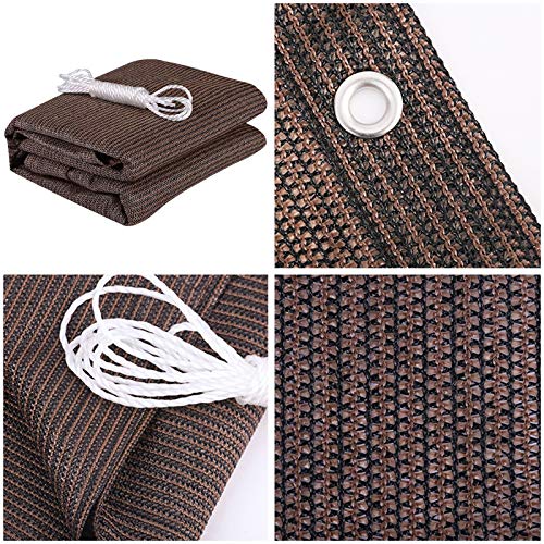 ALXFFBN Balcony Privacy Screen 5 x 0.9 M Coffee Windbreak Net Fence Sunshade Weatherproof HDPE Privacy Protector Balcony Cover with 10 Cable Ties and 33 Ft Rope